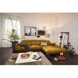 Wohnlandschaft Musterring, B:342cm T:207cm, gelb, Sofas, "MR 2490 Ecksofa mit erstklassigem Sitzkomfort, Long-Life-Leder", Bronze-Fu&szlig;, Sitzh&ouml;he 48cm,