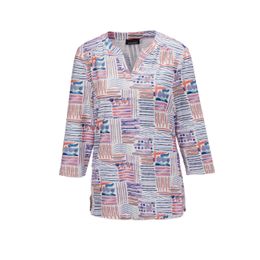 GOLDNER Damen Print-Shirt "Kurzgr&ouml;&szlig;e Tunika-Druckshirt mit Stehkragen", blau, Gr. 23, Obermaterial: 95% Viskose CV. 5% Elasthan EL., Shirts, Ohne