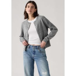 Levi's Strickjacke LEVI'S "TARA SUPER SOFT C", Damen, Gr. M (38), grau (schwarz heather gray br), Strick, Obermaterial: 53% Baumwolle, 32% Polyester, 13% Polyamid, 2% Elasthan, unifarben, normal normal, Rundhals, B&uuml;ndchen, Strickjacken Strickjacke, mit Knopfverschluss