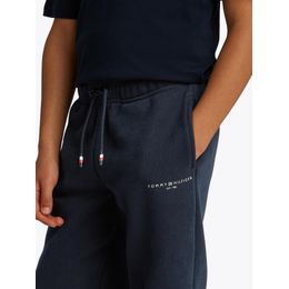 Tommy Hilfiger M&auml;dchen Sweathose "MINI CORP SWEATPANTS", blau, Gr. 8, unifarben, Sweatware, Obermaterial: 80% Baumwolle, 20% Polyester, Hosen, f&uuml;r