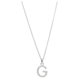 Smart Jewel Damen Kette mit Anh&auml;nger "Buchstabe G mit Zirkonia Steine, Silber 925", 45cm, Silber 925 (Sterlingsilber), silber, Silber 925