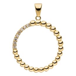 Kettenanh&auml;nger Jobo "Anh&auml;nger Kreis aus Kugeln 21 mm", gelbgold 333, wei&szlig;, Schmuckanh&auml;nger, Damen, Gelbgold 333, Kettenanh&auml;nger, 8 Karat 333 Gold mit 8 Zirkonia