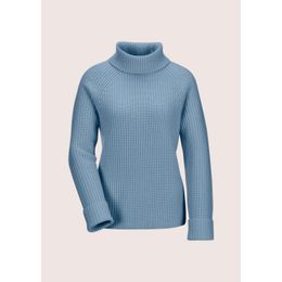Madeleine Mode MADELEINE Damen Longpullover "Strickpullover Rollkragen-Pullover aus Kaschmir-Mix", blau, Modern, Gr. 40, Obermaterial: 90% Schurwolle WV. 10%
