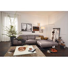 Wohnlandschaft Musterring, B:342cm T:207cm, grau, Sofas, "MR 2490 Ecksofa mit erstklassigem Sitzkomfort, Long-Life-Leder", Fu&szlig; Schwarz, Sitzh&ouml;he