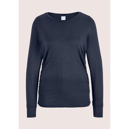 Madeleine Mode MADELEINE Damen Langarmshirt "Shirt Langarm-Shirt mit gerafften Seiten", blau, Modern, Gr. 42, Obermaterial: 95% Viskose CV. 5% Elasthan EL., Shirts,