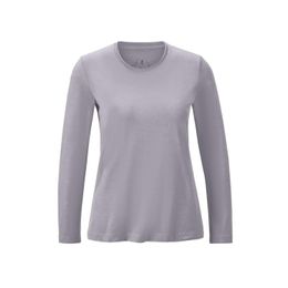 GOLDNER Damen Longpullover "T-Shirt mit Rundhals", silber, Gr. 44, Obermaterial: 92% Baumwolle CO. 8% Elasthan EL., Pullover, Ohne