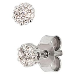 Jobo Damen Paar Ohrstecker "Ohrringe Diamantohrringe 4 mm", 4,2mm, P1 = bei 10-facher Vergr&ouml;&szlig;erung erkennbare Einschl&uuml;sse, Diamanten Wei&szlig;gold