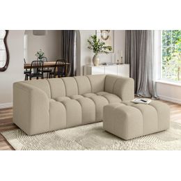 3-Sitzer Home Affaire, B:227cm H:81cm T:94cm, grau, 100% Polyester, Sofas, "TUURE Verl&auml;ssliche Qualit&auml;t, moderne Steppung, Breite 227cm", Bubble