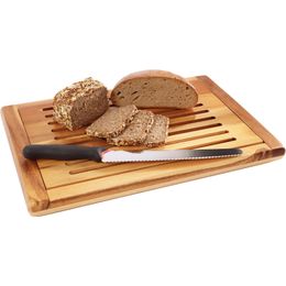 APS Brotschneidebrett, B/H/L: 32cm x 2,5cm x 48cm, braun, Schneidebretter, mit Kr&uuml;melfach