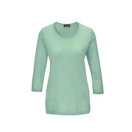 GOLDNER Damen 3/4 Arm-Pullover "Gepflegter Ajour-Pullover mit femininen Durchbr&uuml;chen", gr&uuml;n, Gr. 40, Obermaterial: 100% Polyacryl PAN., Pullover, Ohne