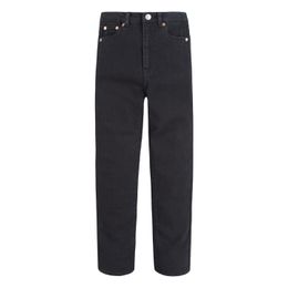LEVI'S KIDS M&auml;dchen Weite Jeans "LVG RIBCAGE STRAIGHT", schwarz, Gr. 14, Denim/Jeans, Obermaterial: 68% Baumwolle, 27% Polyester, 4% Viskose, 1%
