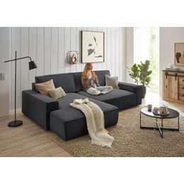 Home Affaire "NEU: SHERWOOD XXL 284, Big-Sofa L-Form, tiefe Sitzfl&auml;che 95 cm, Cord" Recamiere rechts/links, als Schlafsofa stellbar, Cord u.