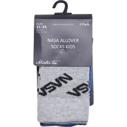 MisterTee M&auml;dchen Basicsocken "MisterTee Unisex NASA Allover Socks Kids 3-Pack", Gr. 31brightblau, grau, wei&szlig;, 78% Baumwolle, 17% Polyester, 3%