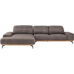 Wohnlandschaft Musterring, B:342cm T:207cm, grau, Sofas, "MR 2490 Ecksofa mit erstklassigem Sitzkomfort, Long-Life-Leder", Fu&szlig; schwarz, Sitzh&ouml;he