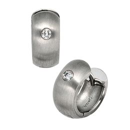 Jobo Damen Paar Creolen "Breite Ohrringe Platinohrringe 13 mm", 13mm, SI = kleine Einschl&uuml;sse, Diamanten Platin 950platin 950, Diamanten, Platin 950,