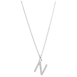 Smart Jewel Damen Kette mit Anh&auml;nger "Buchstabe N mit Zirkonia Steine, Silber 925", 45cm, Silber 925 (Sterlingsilber), silber, Silber 925