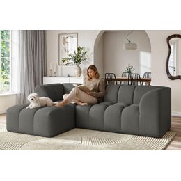 Ecksofa Home Affaire, B:255cm H:81cm T:177cm, grau, 100% Polyester, Wohnzimmer, Sofas, "TUURE L-Form, Verl&auml;ssliche Qualit&auml;t, moderne Steppung, Breite