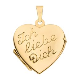Jobo Damen Medallionanh&auml;nger "Anh&auml;nger Medaillon Herz Ich liebe Dich 19 mm", Gelbgold 333gelbgold 333, Gelbgold 333, Schmuckanh&auml;nger, 8 Karat 333 Gold