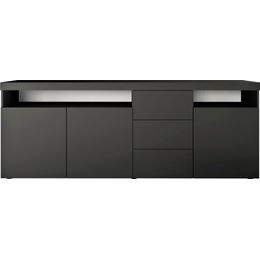 borchardt M&ouml;bel Sideboard BORCHARDT M&Ouml;BEL, B:200cm H:72cm, schwarz, Wohnzimmer, Sideboards, "Kapstadt, Kommode mit Push-to-open-Funktion, Hochglanz-Dekor", Breite