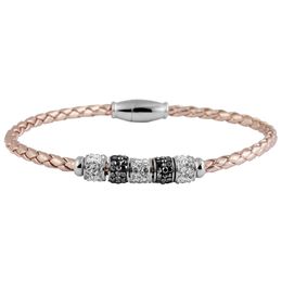 Adelia&acute;s ADELIA ́S Damen Armband "Damen Armband aus Leder mit Strass Steinchen 19 cm", 19cm, Lederschwarz, Leder, Armb&auml;nder, Ein Geschenk, das Freude macht