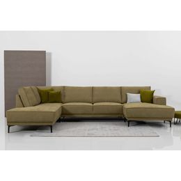 Wohnlandschaft OTTO HOME, B:345cm H:85cm T:210cm, gr&uuml;n, 100% Polyester, Sofas, "XXL Sofa Oland, Struktur, Flachgewebe, Luxus-Microfaser, Boucle",