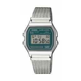 CASIO VINTAGE Damen Chronographsilberfarben, petrol, Armbanduhren, Quarzuhr, Armbanduhr, Damenuhr, Herrenuhr, Edelstahlarmband, digital