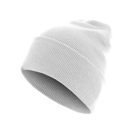 MSTRDS Herren Beanie "MSTRDS Accessoires Beanie Basic Flap Long Version", wei&szlig;, Kunstfaser, M&uuml;tzen