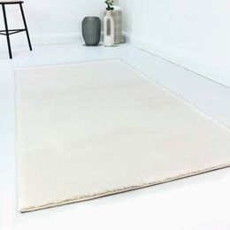 Teppich HOMIE LIVING, B:120cm H:19mm L:170cm, beige, Polyester, Wohnzimmer, Teppiche, "Lago", Kurzflor, Uni Farben, ideal im Wohnzimmer & Schlafzimmer