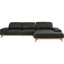 Wohnlandschaft Musterring, B:342cm T:207cm, grau, Sofas, "MR 2490 Ecksofa mit erstklassigem Sitzkomfort, Long-Life-Leder", Bronze-Fu&szlig;, Sitzh&ouml;he 48cm,