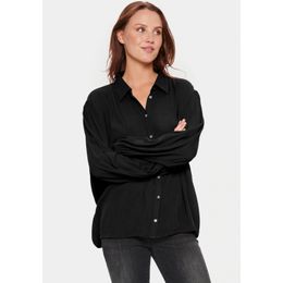 Saint Tropez Damen Hemdbluse "AlbaSZ Shirt", schwarz, Gr. XS, unifarben, Web, Obermaterial: 100% Viskose, Blusen