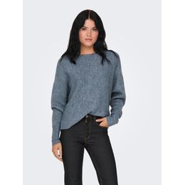 Only Damen Strickpullover "ONLDANIELLA L/S PULLOVER KNT NOOS", blau, Gr. M, meliert, Strick, Obermaterial: 77% Polyacryl, 19% Polyester, 4% Elasthan,