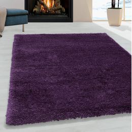 Hochflor-Teppich, B:80cm H:50mm L:250cm, lila, Ayyildiz Teppiche, Polypropylen (PP), Teppiche, "FLUFFY 3500", Langflor, Shaggy, uni, robust, auch in