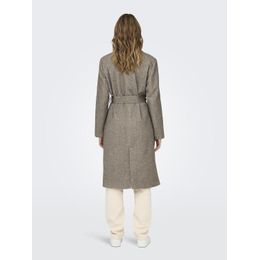 Only Damen Langmantel "ONLNICOLE LIGHT WRAP COAT CS OTW", braun, Gr. L, meliert, Web, Obermaterial: 85% Polyester, 15% Baumwolle, M&auml;ntel
