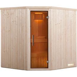 Weka Sauna "Elementsauna KIRUNA 2", Bio-Ofen, externe Steuerung, 4,5 kW, beige, Saunen, vorgefertigte Elemente, 230 Volt Anschluss, moderne