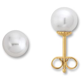 ONE ELEMENT Damen Paar Ohrh&auml;nger "Ohrringe Ohrstecker aus 333 Gelbgold", Damen, Gelbgold 333 Gold Perlen, wei&szlig;, Gelbgold 333, Gold, Perlen, Ohrringe,