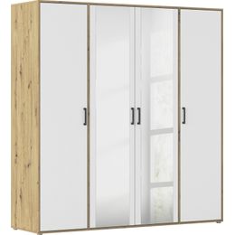 Dreht&uuml;renschrank Rauch, B:187cm H:194cm T:53cm, wei&szlig;, Holzwerkstoff, Schr&auml;nke, "Kleiderschrank Schrank Garderobe W&auml;scheschrank VOYAGER", mit modernen
