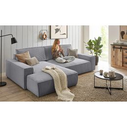 Home Affaire "NEU: SHERWOOD XXL 284, Big-Sofa L-Form, tiefe Sitzfl&auml;che 95 cm, Cord" Recamiere rechts/links, als Schlafsofa stellbar, Cord u.
