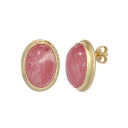 Jobo Damen Paar Ohrstecker "Ohrringe rosa oval", Gelbgold 585gelbgold 585, Gelbgold 585, Ohrringe, 585 Gold mit Rhodochrosit
