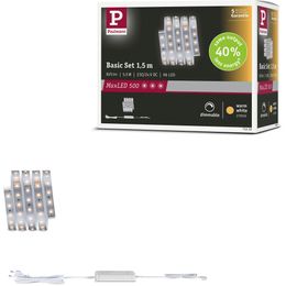 Paulmann LED-Streifen "MaxLED 500 LED Strip Warmwei&szlig; Basisset", Dioden 96 Stk., Gesamtl&auml;nge 1,5m, silber, K&uuml;che, Lichterketten