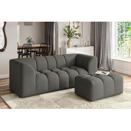 3-Sitzer Home Affaire, B:227cm H:81cm T:94cm, grau, 100% Polyester, Sofas, "TUURE Verl&auml;ssliche Qualit&auml;t, moderne Steppung, Breite 227cm", Bubble