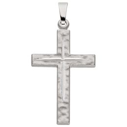 Kreuzanh&auml;nger Jobo "Kreuz Silberkreuz Hammerschlag-Optik 28 mm", silber 925, Schmuckanh&auml;nger, Damen, Silber 925 (Sterlingsilber), 925 Silber rhodiniert