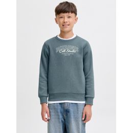 Jack & Jones Jungen Sweatshirt "JJMAKOTO mit Print und pflegeleichtem Material"stormy weather print:big print, Gr. 140, JACK & JONES JUNIOR, bedruckt, angeraute