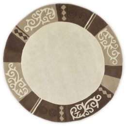 Wollteppich Theko, H:14mm &Oslash;:190cm, beige, Schurwolle, Wohnzimmer, Teppiche, "Ambadi", reine Schurwolle, handgetuftet, mit Bord&uuml;re, modern
