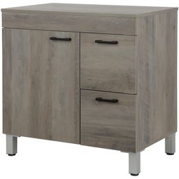 Waschtisch Welltime, B:45cm H:74cm T:45cm, grau, MDF, Badezimmer, Waschtische, "Florenz, Badezimmerschrank,Badschrank", Stauraum Waschtisch, 2