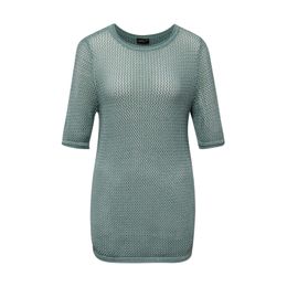 GOLDNER Damen Strickpullover "Leicht schimmernder Strickpullover mit aufwendigem Ajourdessin", gr&uuml;n, Gr. 42, Obermaterial: 45% Baumwolle CO. 45%