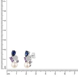 Firetti Damen Paar Ohrstecker "Schmuck Geschenk Silber 925 Ohrringe Baguette Kreis Tropfen", 5,5mm, Perlen Silber 925 (Sterlingsilber)silberfarben,