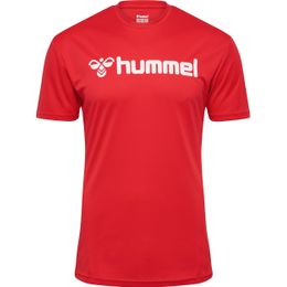 Hummel Trainingsshirt "HMLLOGO JERSEY S/S", rot, Gr. XL, Obermaterial: 100% Polyester, Shirts, normale Passform, kurze &Auml;rmel, atmungsaktives Material