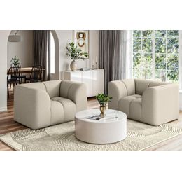 Sessel Home Affaire, B:134cm H:81cm T:94cm, beige, 100% Polyester, Wohnzimmer, Sessel, "TUURE Verl&auml;ssliche Qualit&auml;t, moderne Steppung, Breite 134cm",