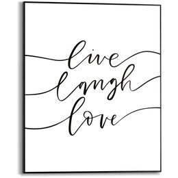 Poster Reinders, B:40cm H:50cm T:1,6cm, schwarz, MDF, Wohnzimmer, Bilder, "Live laugh love"