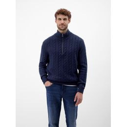 Lerros Herren Strickpullover "Troyer mit Zopfmuster - Klassik trifft Coolness"classic navy, Gr. XXXL, 88% Wolle, 12% Kaschmir, Pullover